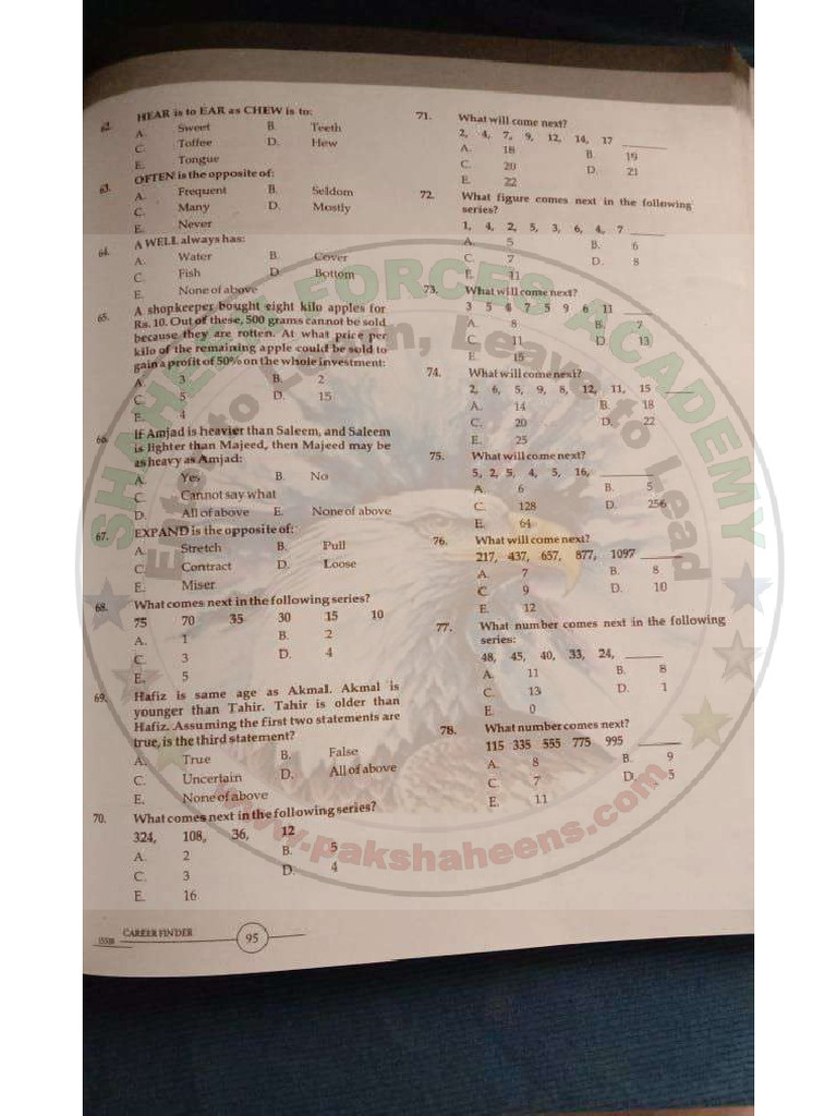 Pma Past Academic Tests | PDF