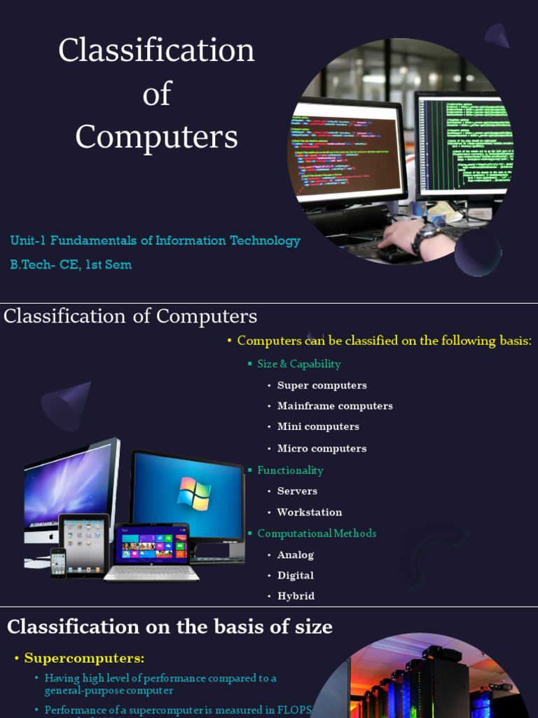 Computer Classification for B.Tech Students | PDF | Supercomputer ...