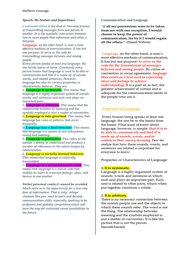 Midterm | PDF | Communication | Consonant