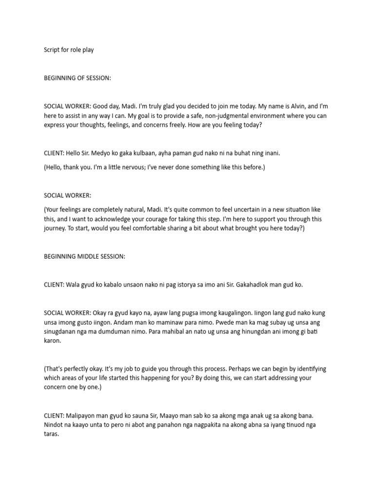 Script For Role Play Maam Jane | PDF | Feeling | Sympathy