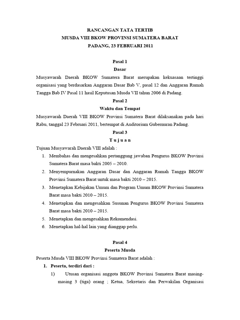 TATA TERTIB Musda BKOW | PDF