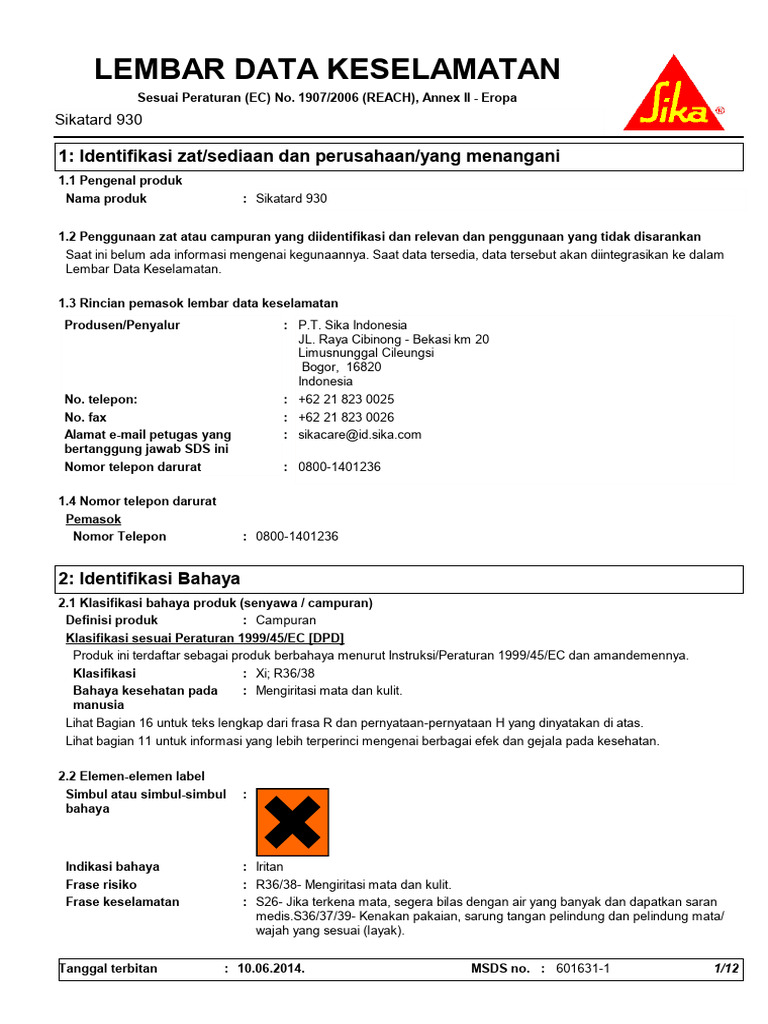 MSDS Sika | PDF