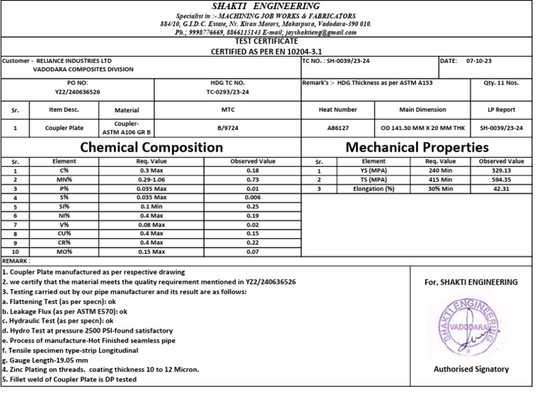 Coupler Plate RM Pipe TC 2 | PDF | Pipe (Fluid Conveyance) | Materials