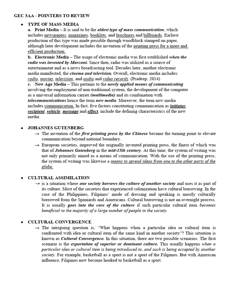 GEC 3AA Pointers To Review Finals | PDF