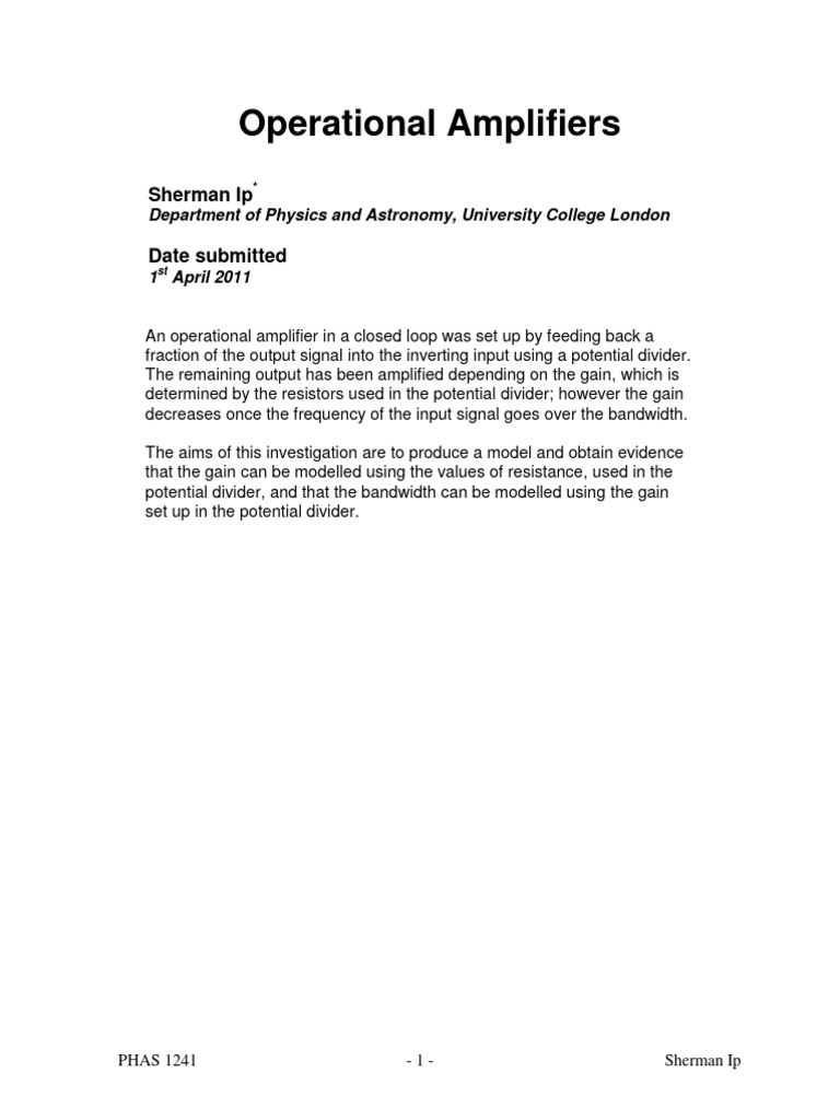 Operational Amplifiers | PDF | Operational Amplifier | Amplifier