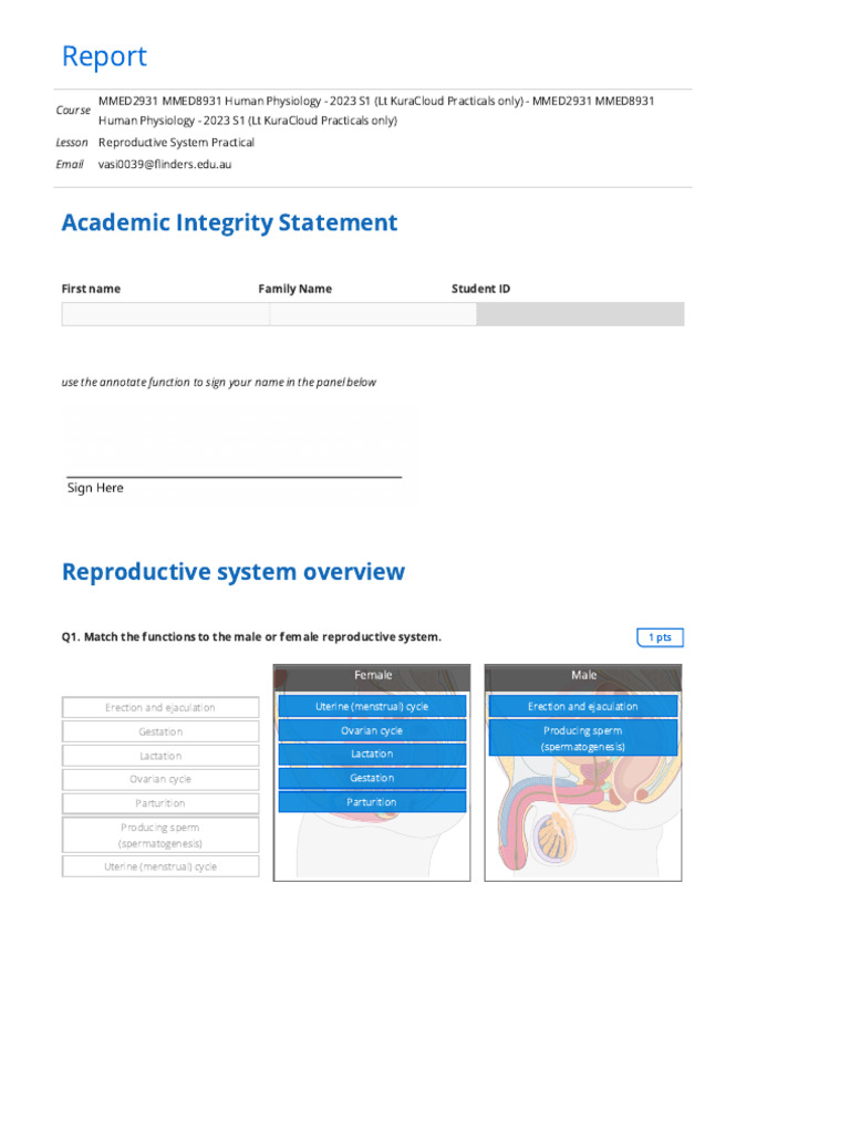 Reproductive System Practical Report | PDF | Menstrual Cycle | Testicle