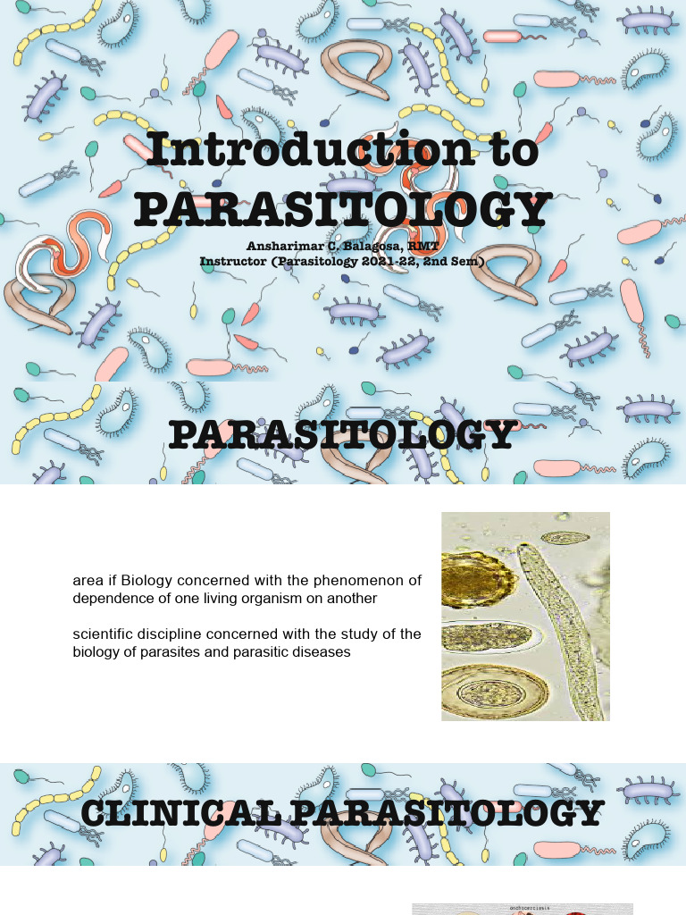 1- Introduction to Parasitology | PDF | Parasitism | Parasitology