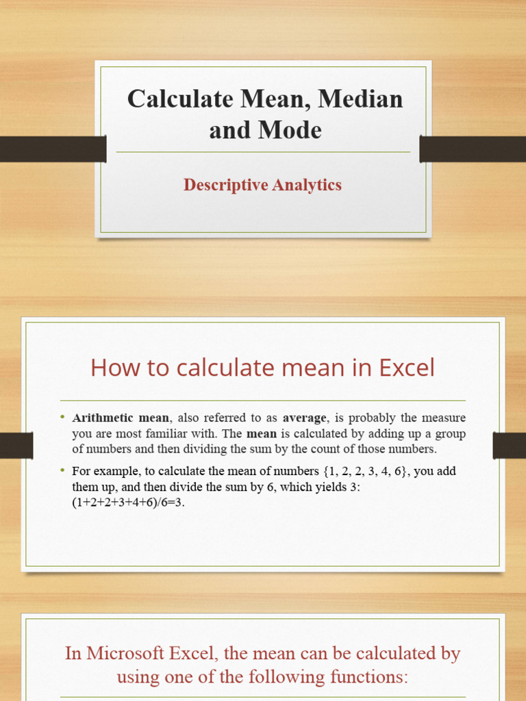 Calculate Mean Median and Mode | PDF | Arithmetic Mean | Median