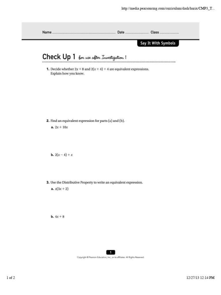 Say It with Symbols-ASSESS CHECK UP 1 | PDF
