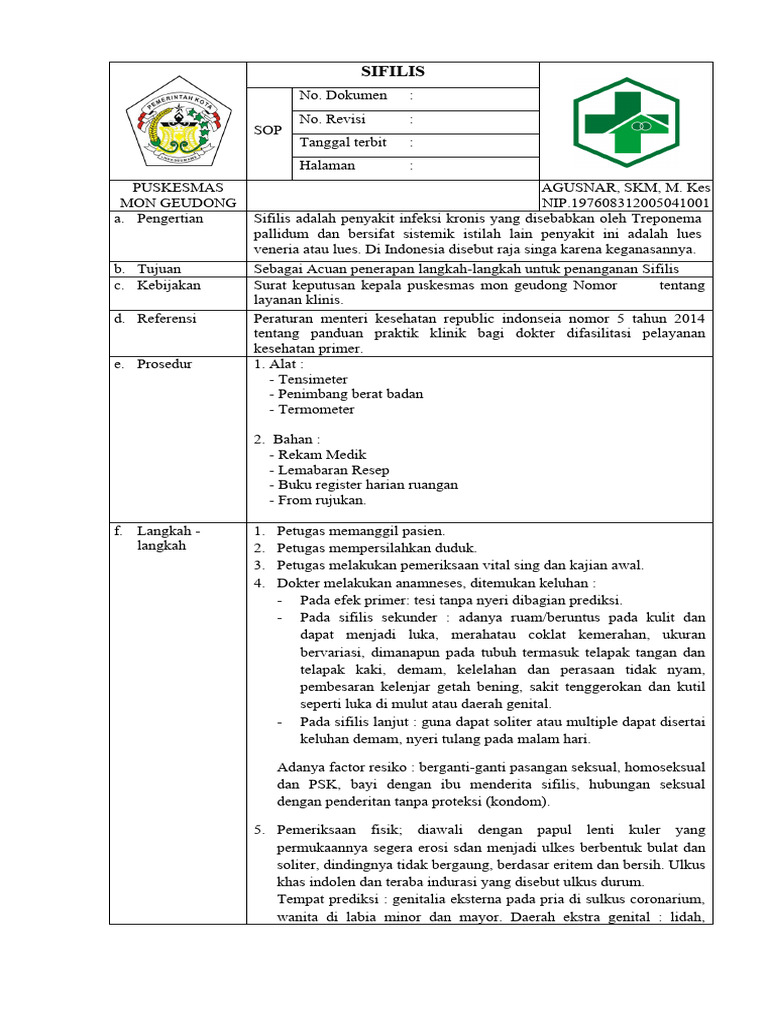 Sop Sifilis | PDF | Kesehatan Holistik | Sains & Matematika