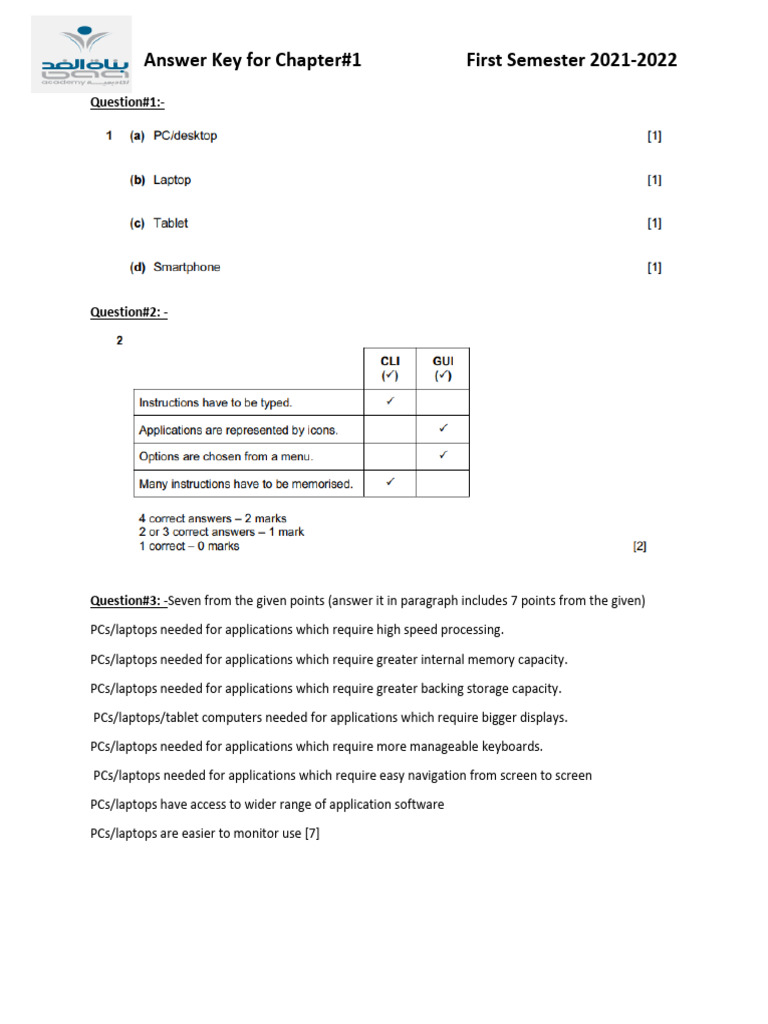 End of Chapter #1 Answers Key | PDF | Graphical User Interfaces ...