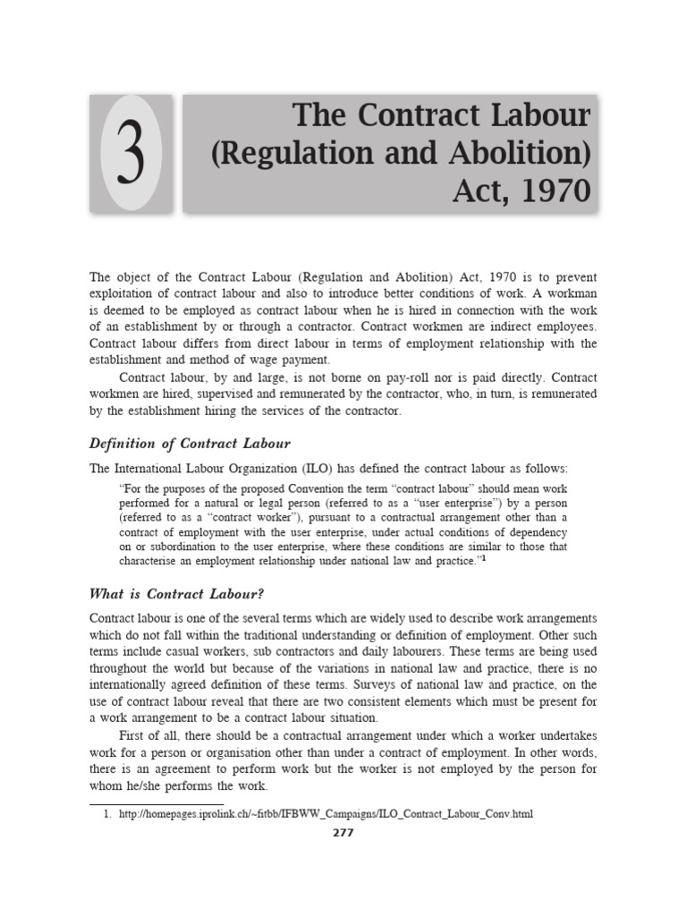 Labor Laws Chapter-03 - CLRA | PDF | Employment | Labour Law