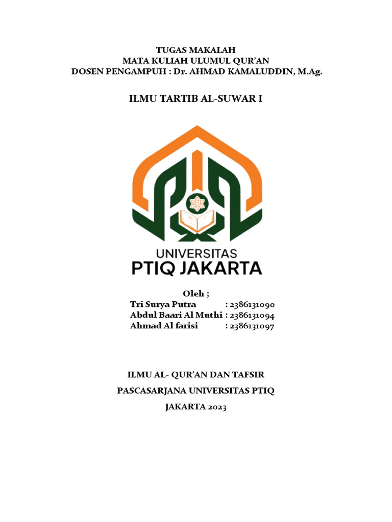 Arti dan Urutan Tartib al-Suwar | PDF