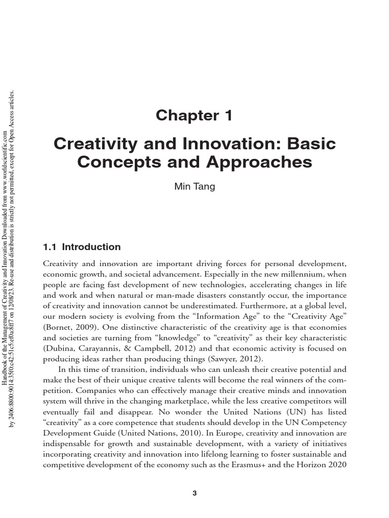 Tang 2017 Creativity and Innovation Basic Concepts and Approaches | PDF