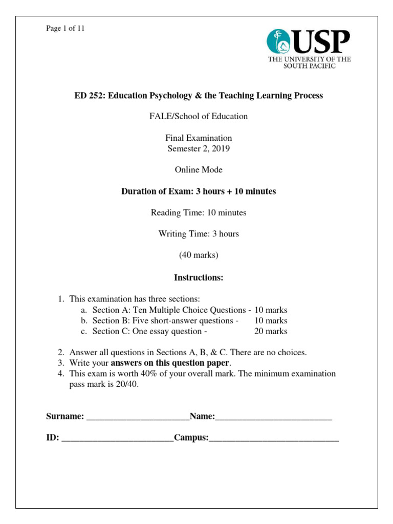 Ed252 Exam Download Free Pdf Learning Theory Education Learning