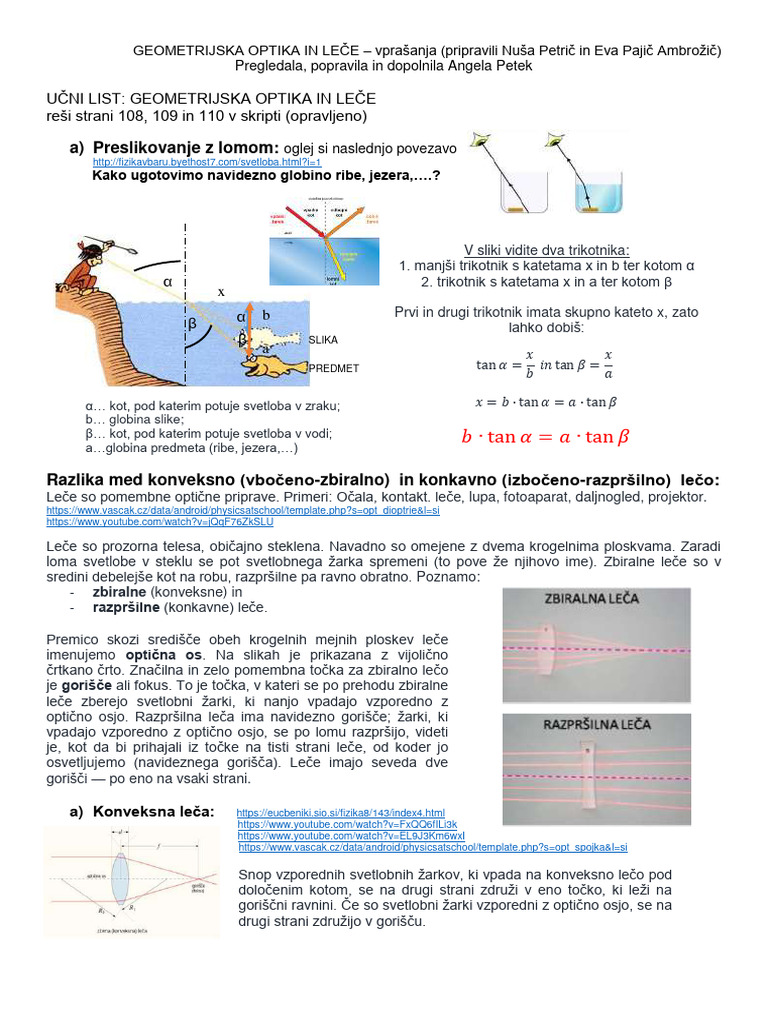 Fizika 7 - Leče - Ucni List | PDF