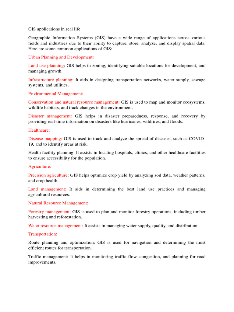 GIS applications in real life | PDF | Geographic Information System ...