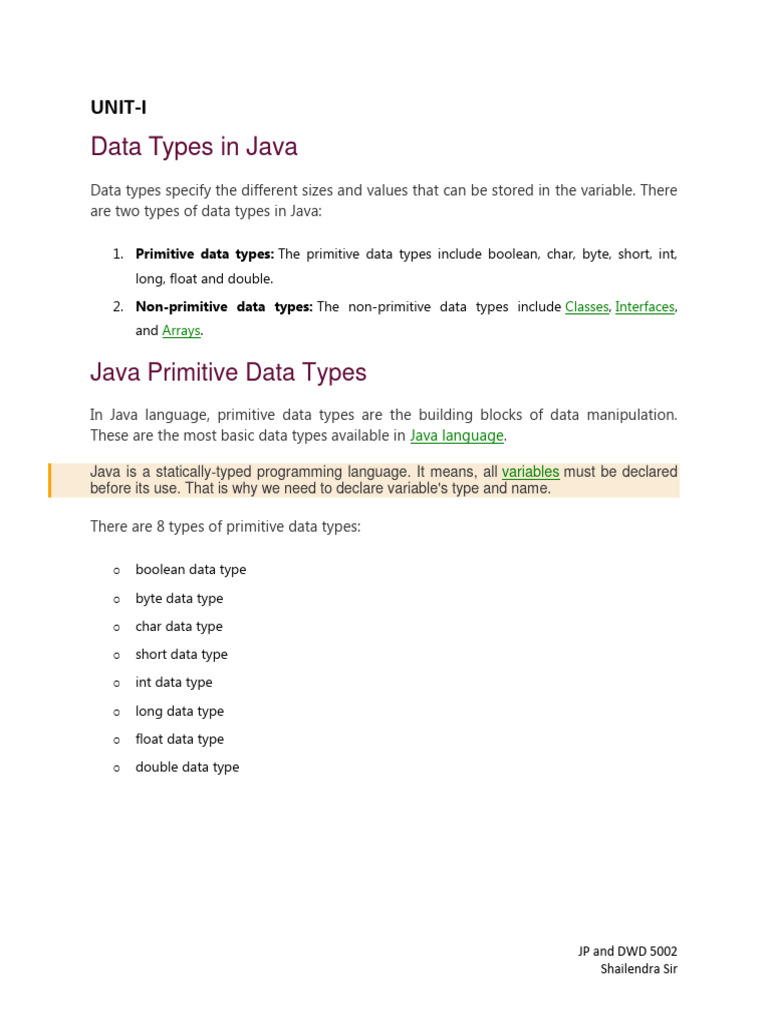 Unit 1 Jp And Dwd Pdf Inheritance Object Oriented Programming