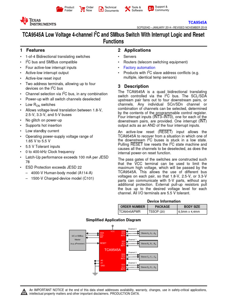 tca9545a | PDF | Electrostatic Discharge | Electrical Engineering