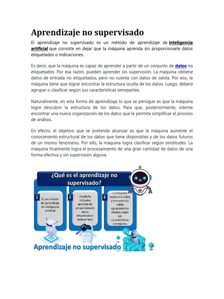 Aprendizaje No Supervisado | PDF | Aprendizaje | Aprendizaje automático