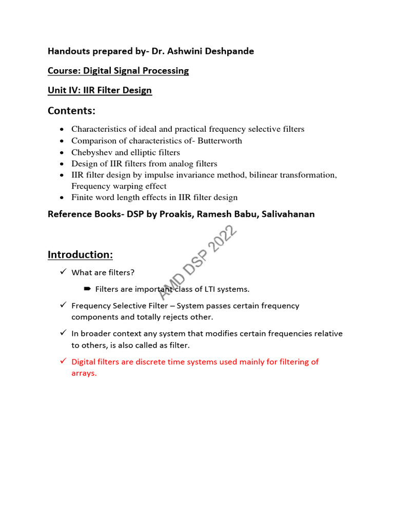 Iir Filter Design Pdf Teaching Methods And Materials Computers 