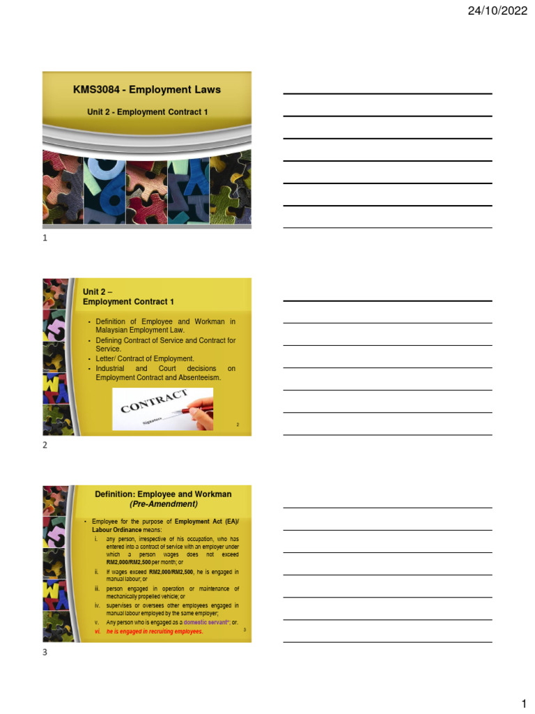 Unit 2 - Employment Contract 1 (24 Oct 2022) | PDF | Employment | Overtime