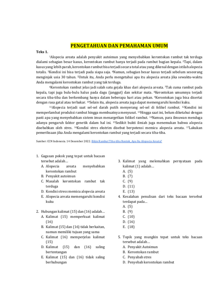 Latihan Soal 1 PPU (Rabu) | PDF