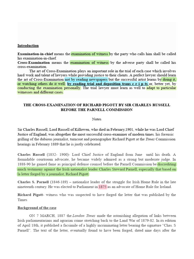 Cross-Examination of Richard Pigott | PDF