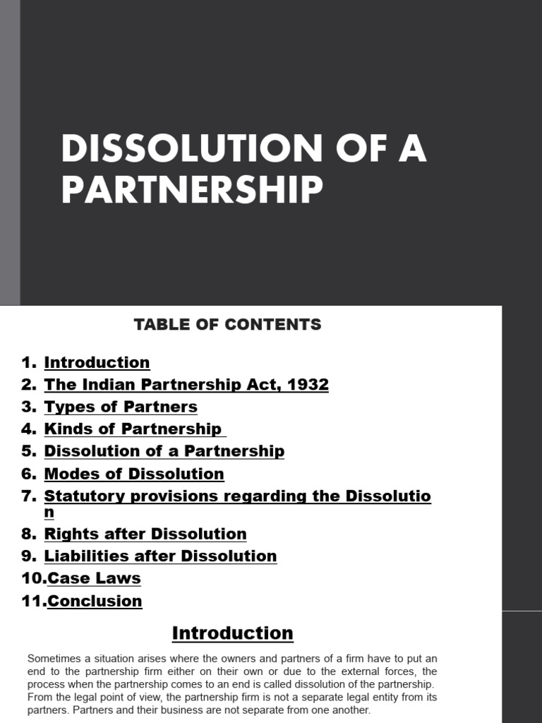Modes of Partnership Dissolution Explained | PDF | Partnership ...