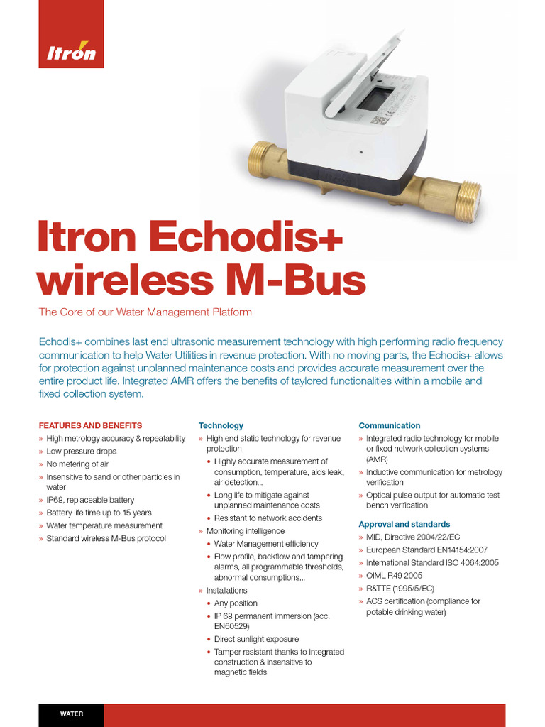 3. Datasheet- Itron ECHODIS+ wM-Bus Brochure | PDF | Flow Measurement ...