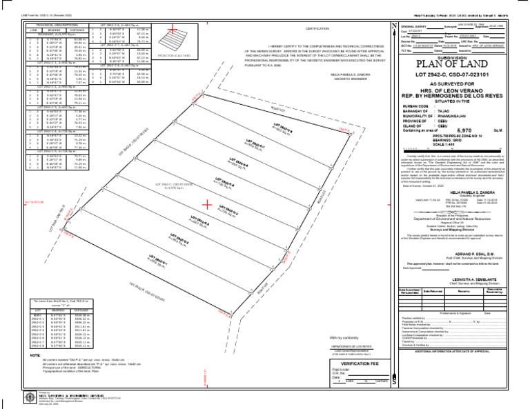 LOT 2942-C, CSD-07-023101-Model | PDF | Surveying