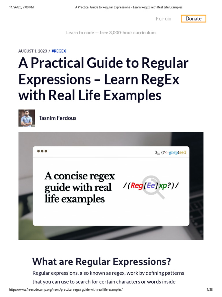 A Practical Gui Regular Expressions Learn Regex With Real Life Examples Pdf Regular