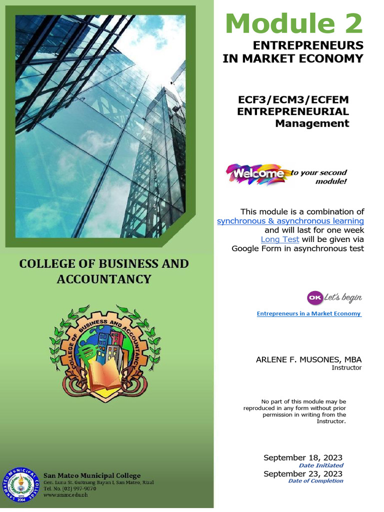 Module 2 - Entrepreneurs in A Market Economy | PDF | Demand Curve ...