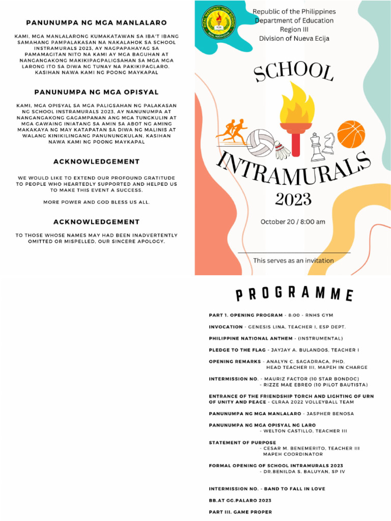 School Intramurals 2023 | PDF