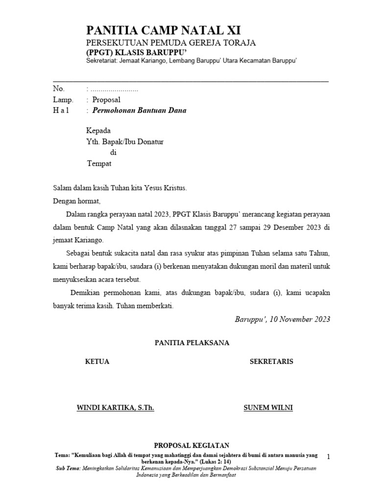 Proposal Cam Natal Xi PPGT Klasbar 2023 | PDF