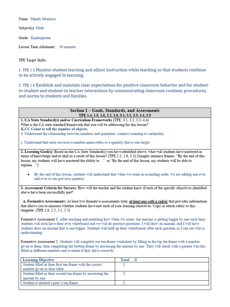 Cal Tpa Math Lesson | PDF | Learning | Educational Assessment