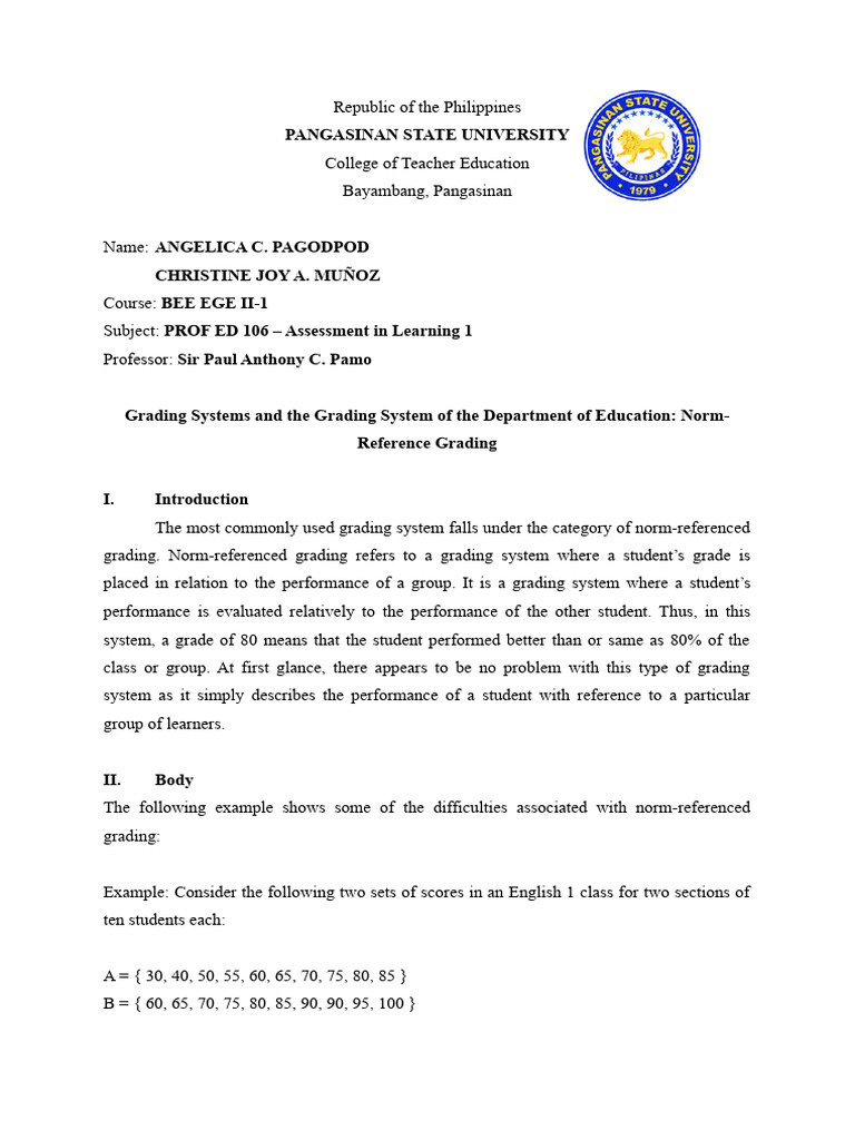 Group 4 Written Report Grading System | PDF | Standard Score | Teachers