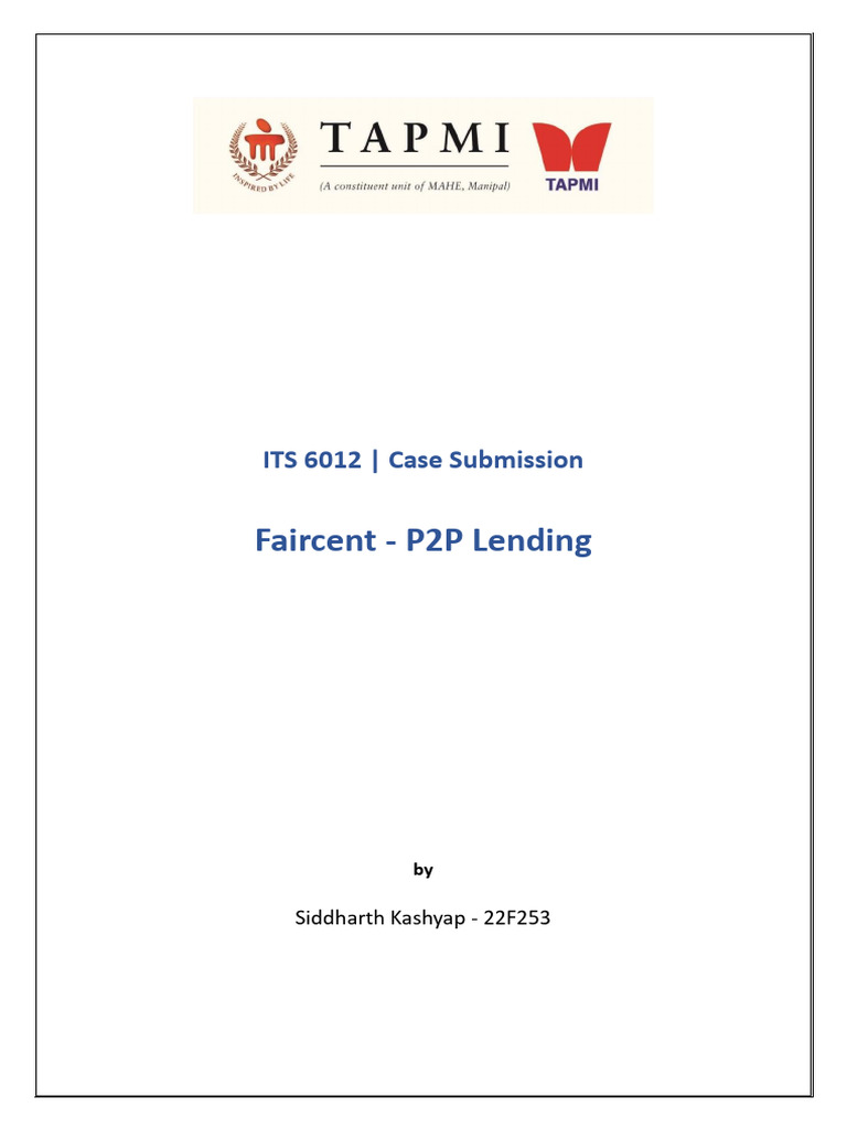 Faircent P2P Case Analysis | PDF | Loans | Interest