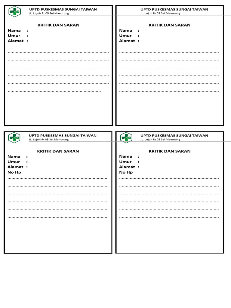 Form Keluhan Kotak Saran | PDF