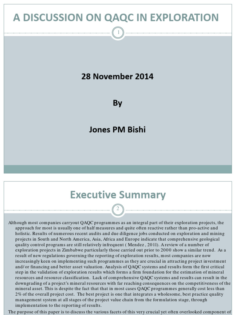 14 Bishi - QAQC - in Exploration | PDF | Quality Assurance | Observational Error