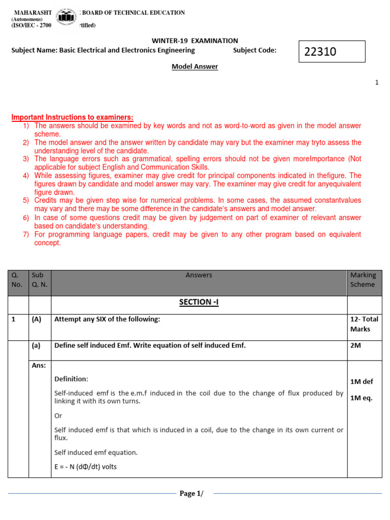 2019 Winter Model Answer Paper (Msbte Study Resources) | PDF