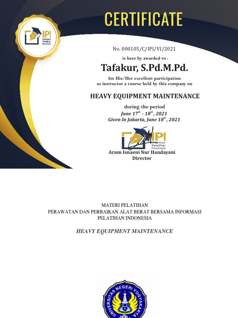 PPM 2 - Tafakur - Heavy Equipment Maintenance | PDF