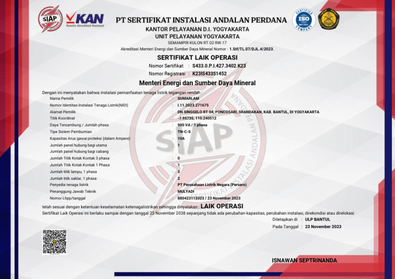 Sertifikasi SLO SUMARLAM | PDF