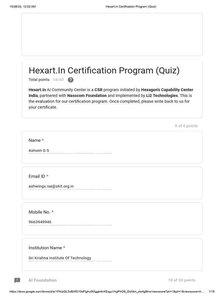 Hexart - in Certification Program (Quiz) | PDF | Artificial ...