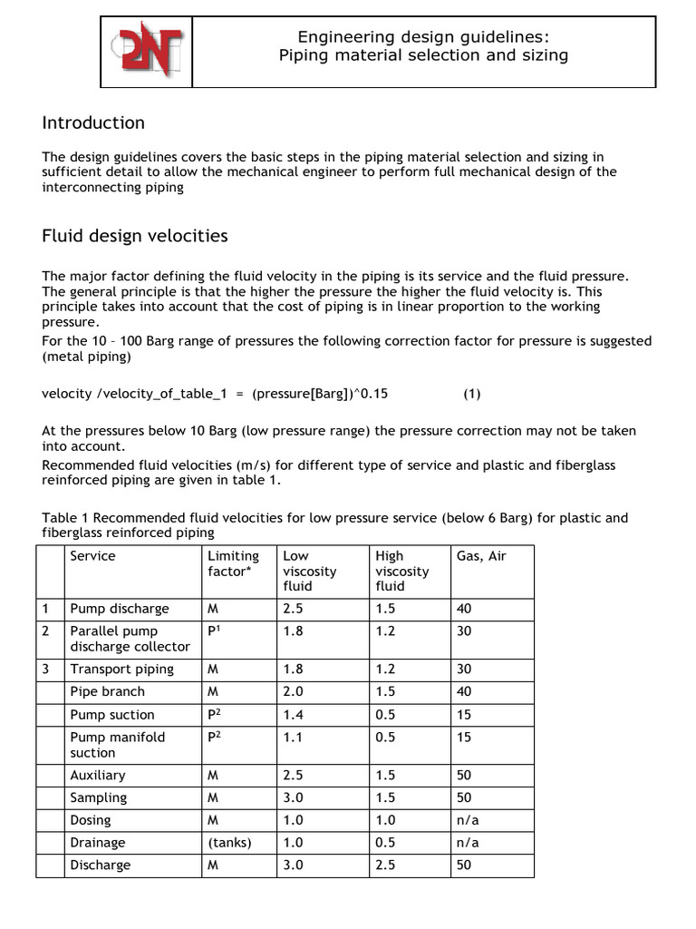 Piping Sizing | PDF | Technology & Engineering