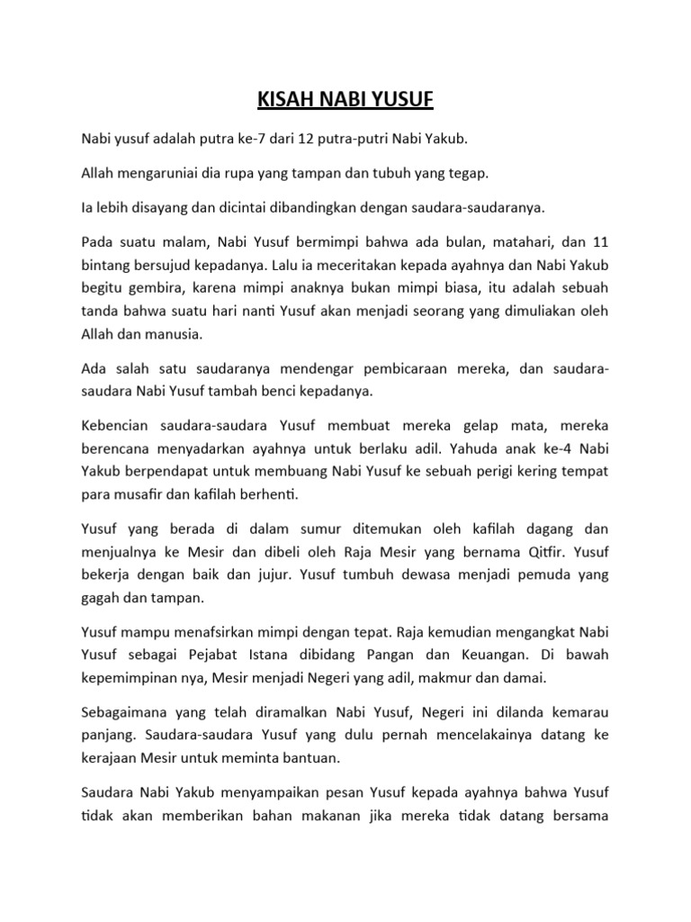 Kisah Nabi Yusuf dan Keluarganya | PDF
