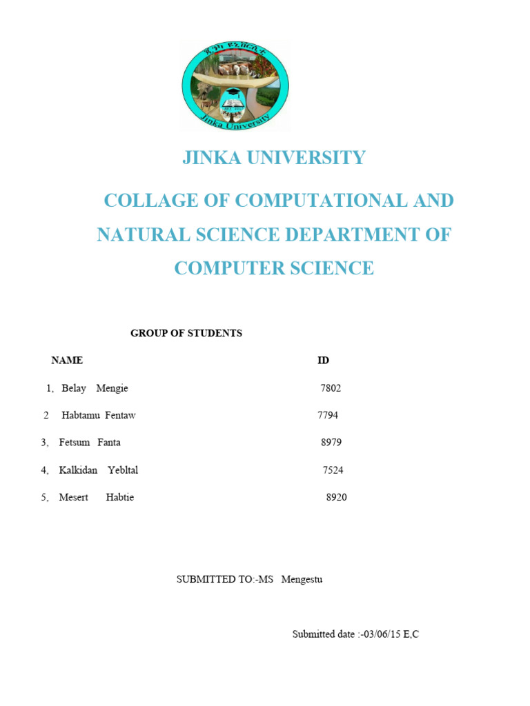 Jinka University Collage of Computational and Natural Science Department of Computer Science ...