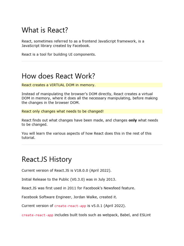 What Is React | PDF | Document Object Model | Software Engineering