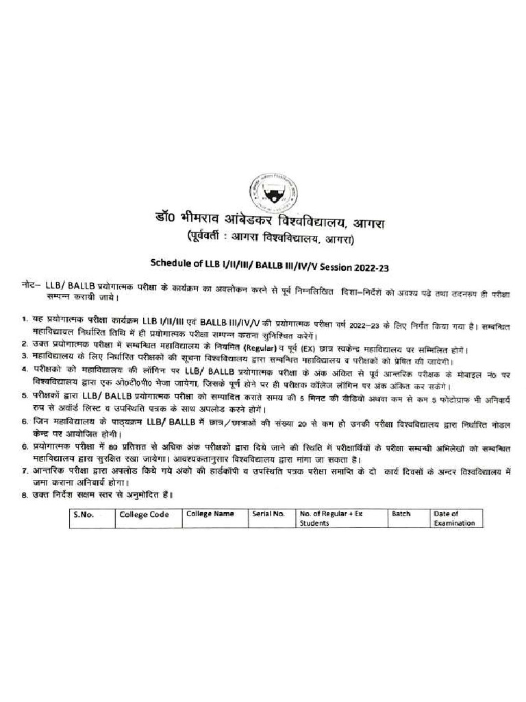 BALLB - LLB Practical Schedule | PDF | Vocational Education | Justice