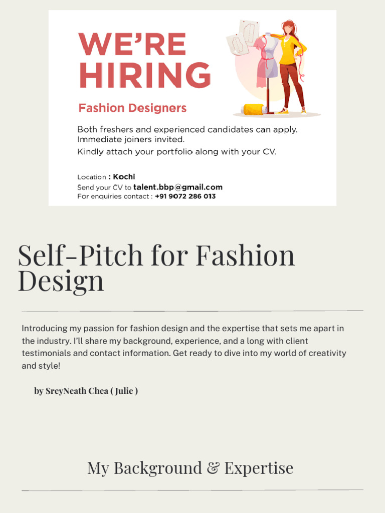 Self-Pitch Deck SreyNeath Chea | PDF